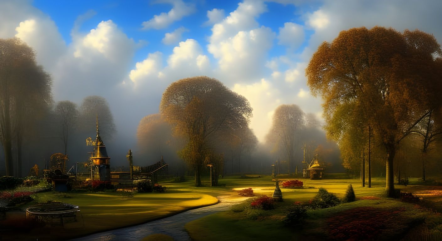 a park with small monuments - AI Generated Artwork - NightCafe Creator