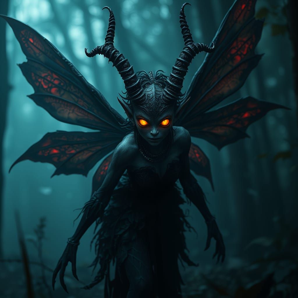 Ethereal Demon Lurks in the Woods with Unblinking ... - AI Art
