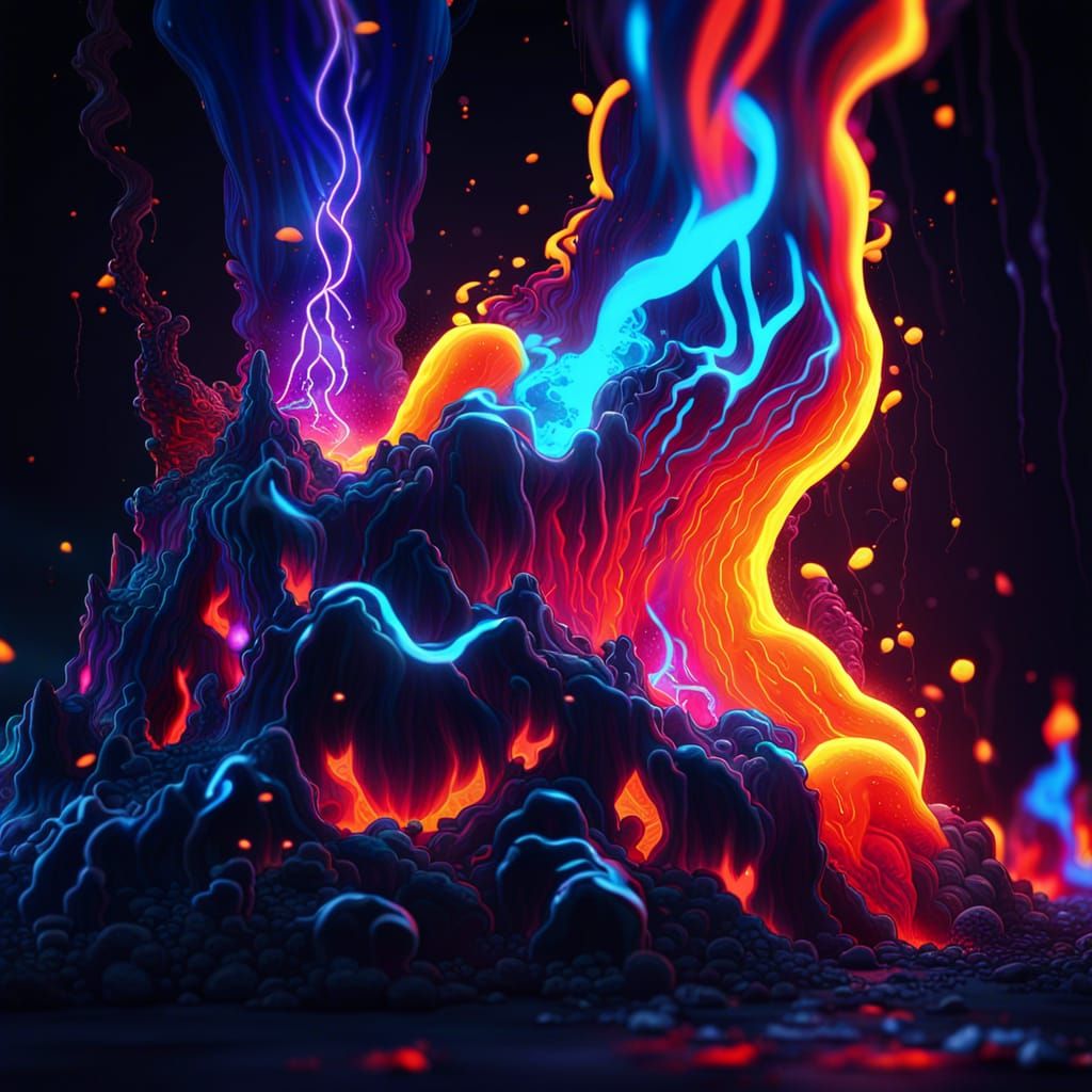 Neon lava explosion - AI Generated Artwork - NightCafe Creator