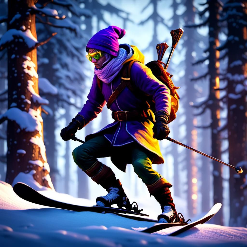 An elf skiing - AI Generated Artwork - NightCafe Creator