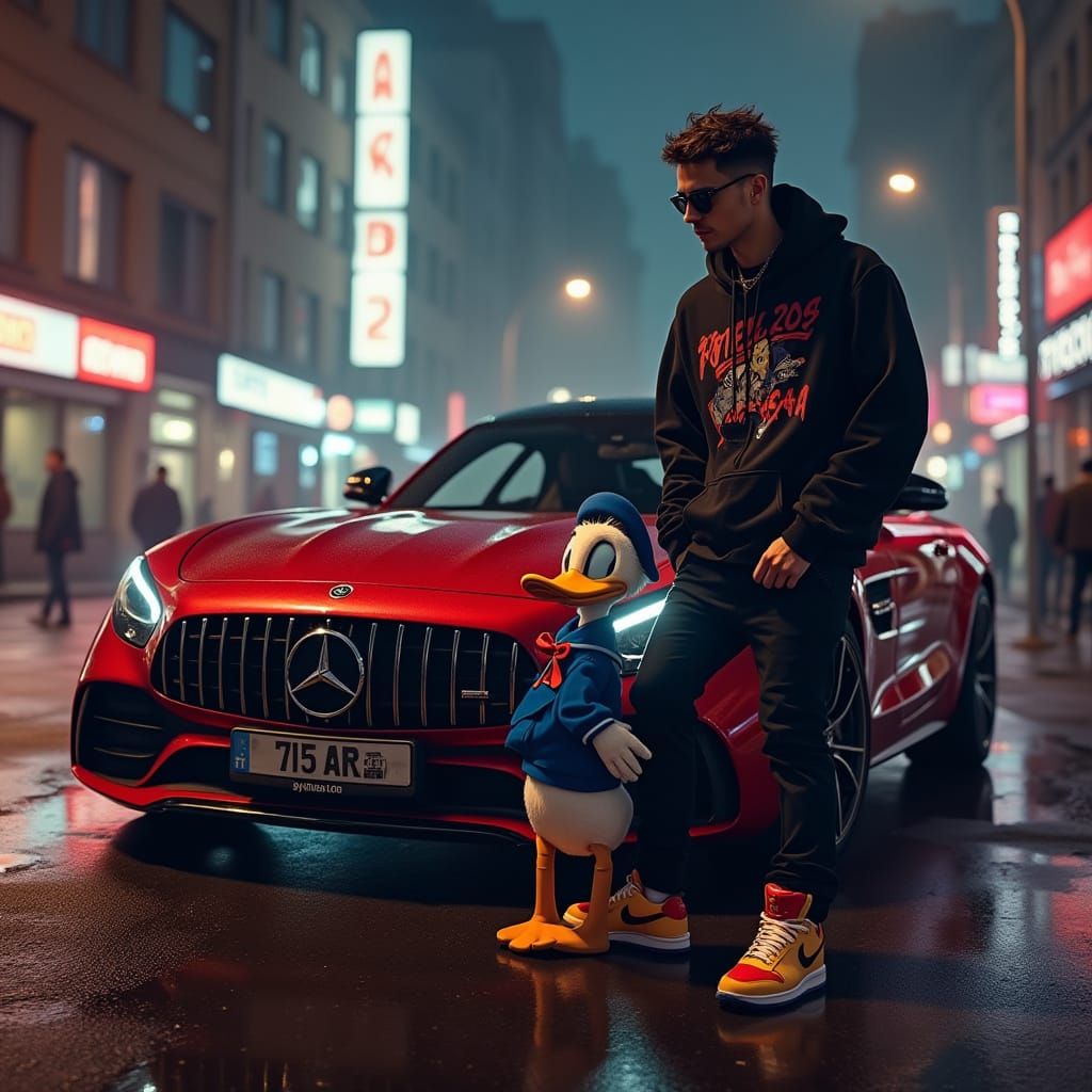 Donald Duck Meets Kubańczyk in a Gritty Urban Land... - AI Art
