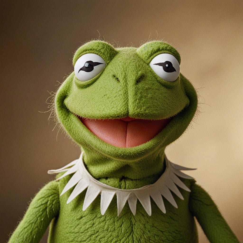Kermit la grenouille - Photorealistic Portrait of Kermit the...