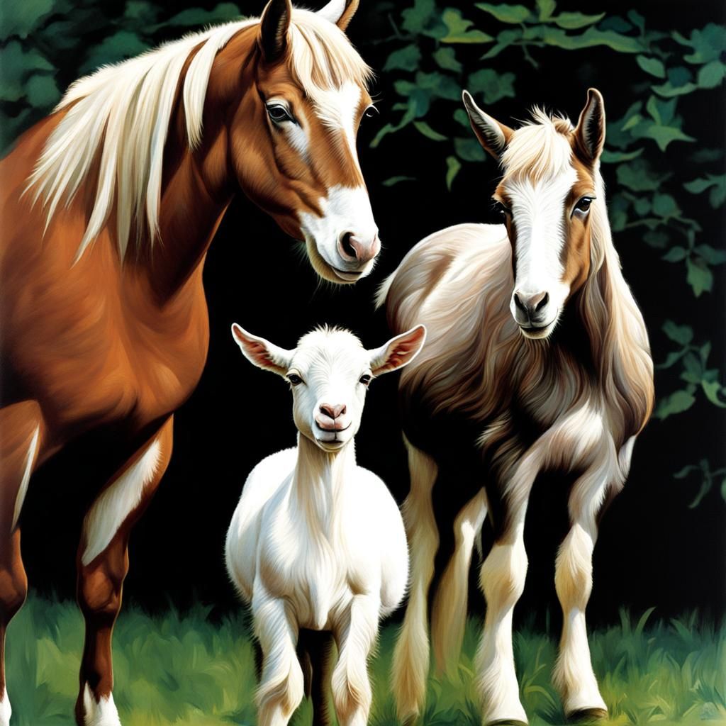 Goat & horses - AI Generated Artwork - NightCafe Creator