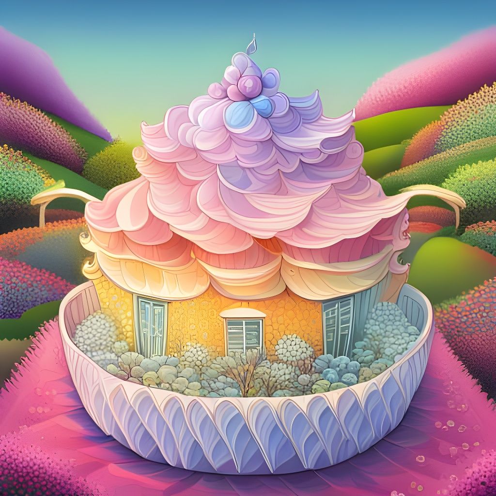 Pastel Rainbow Cupcake House - AI Generated Artwork - NightCafe Creator