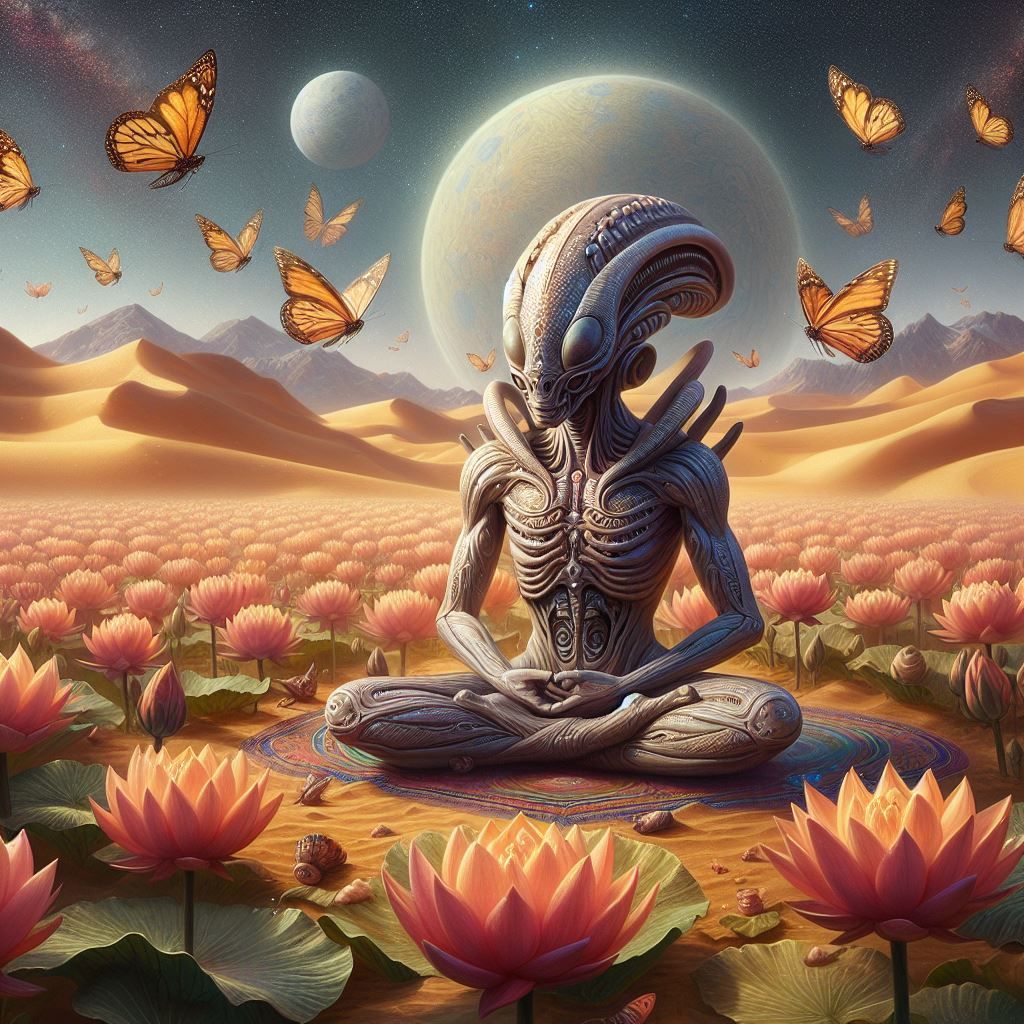 Alien meditation - AI Generated Artwork - NightCafe Creator