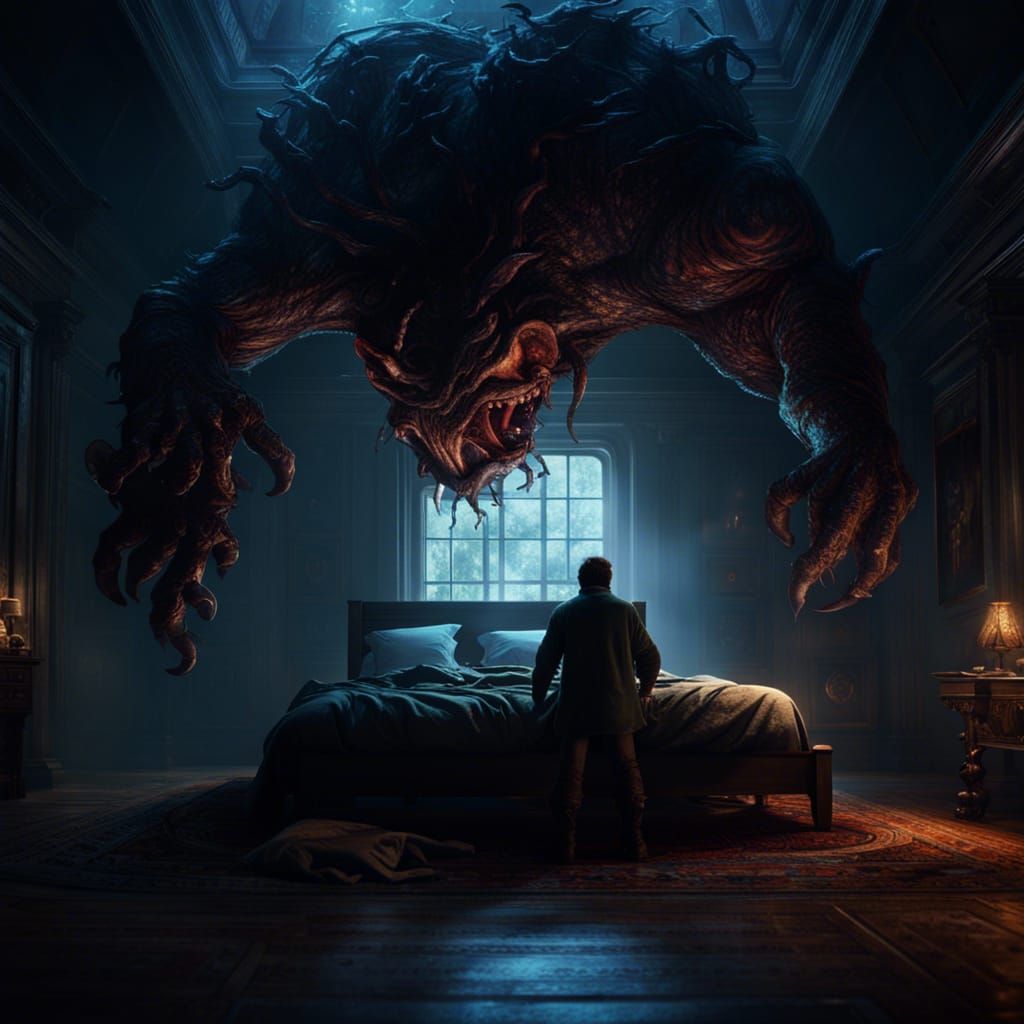 killing monster in a dream - Monster Looms Over Sleeping Man...
