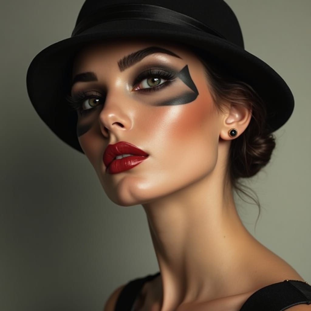 Woman in Avant-Garde Makeup with Geometric Block S... - AI Art