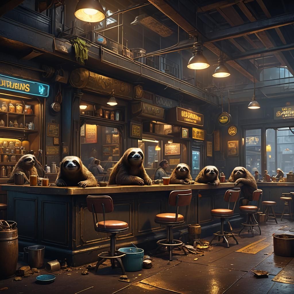 Sloth Bar #2 - AI Generated Artwork - NightCafe Creator