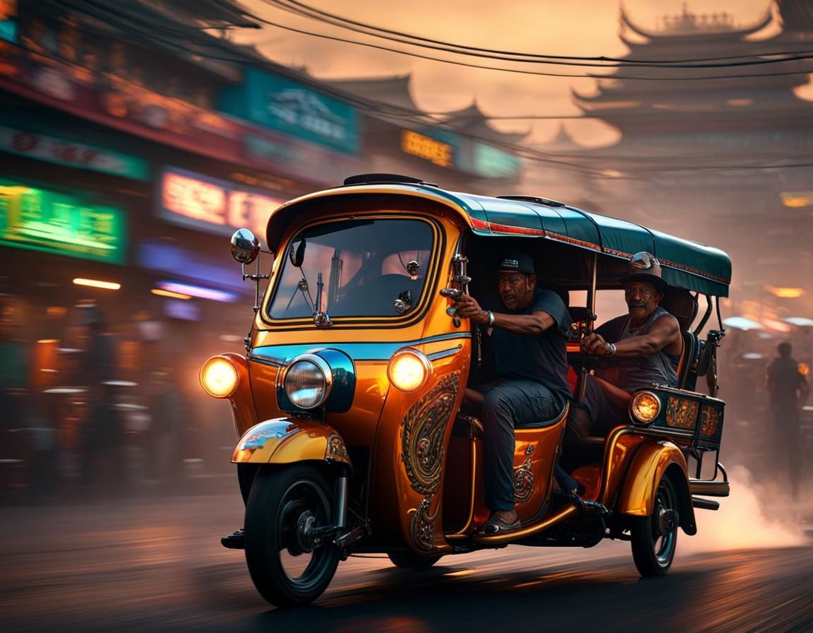 A typical set of tuk-tuks from Bangkok, Thailand. Beautifully detailed ...