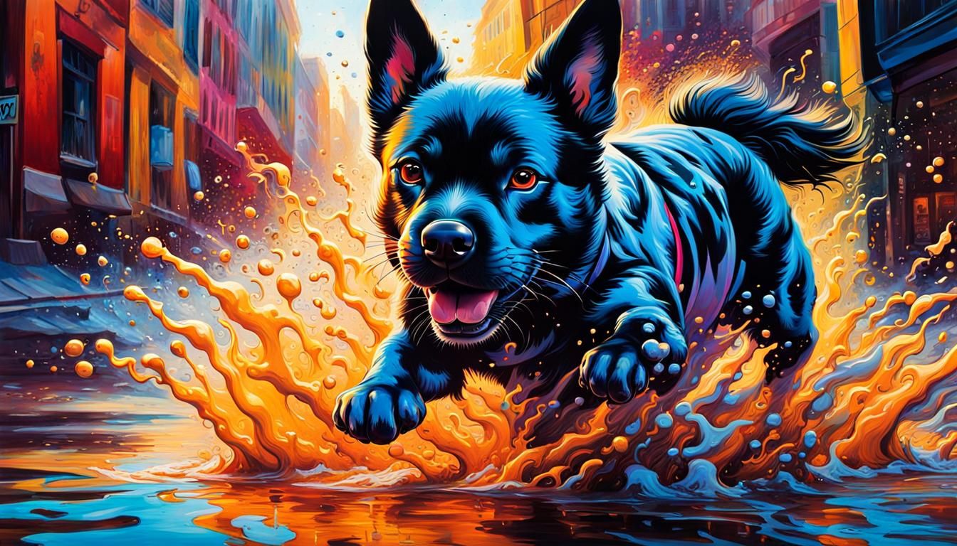 Splashing Dog - AI Generated Artwork - NightCafe Creator