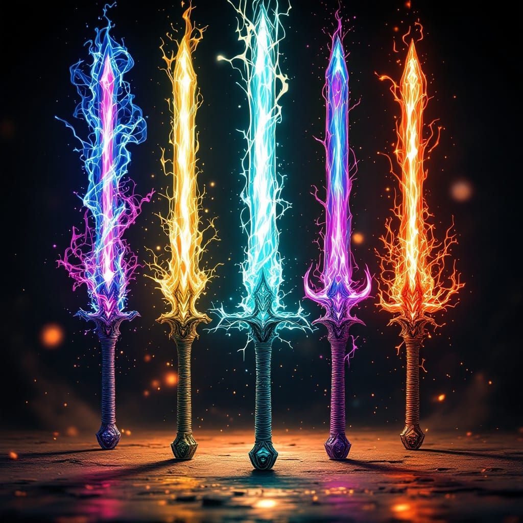 Five elemental swords:: Blaze sword:: hurricane sword:: earth sword ...