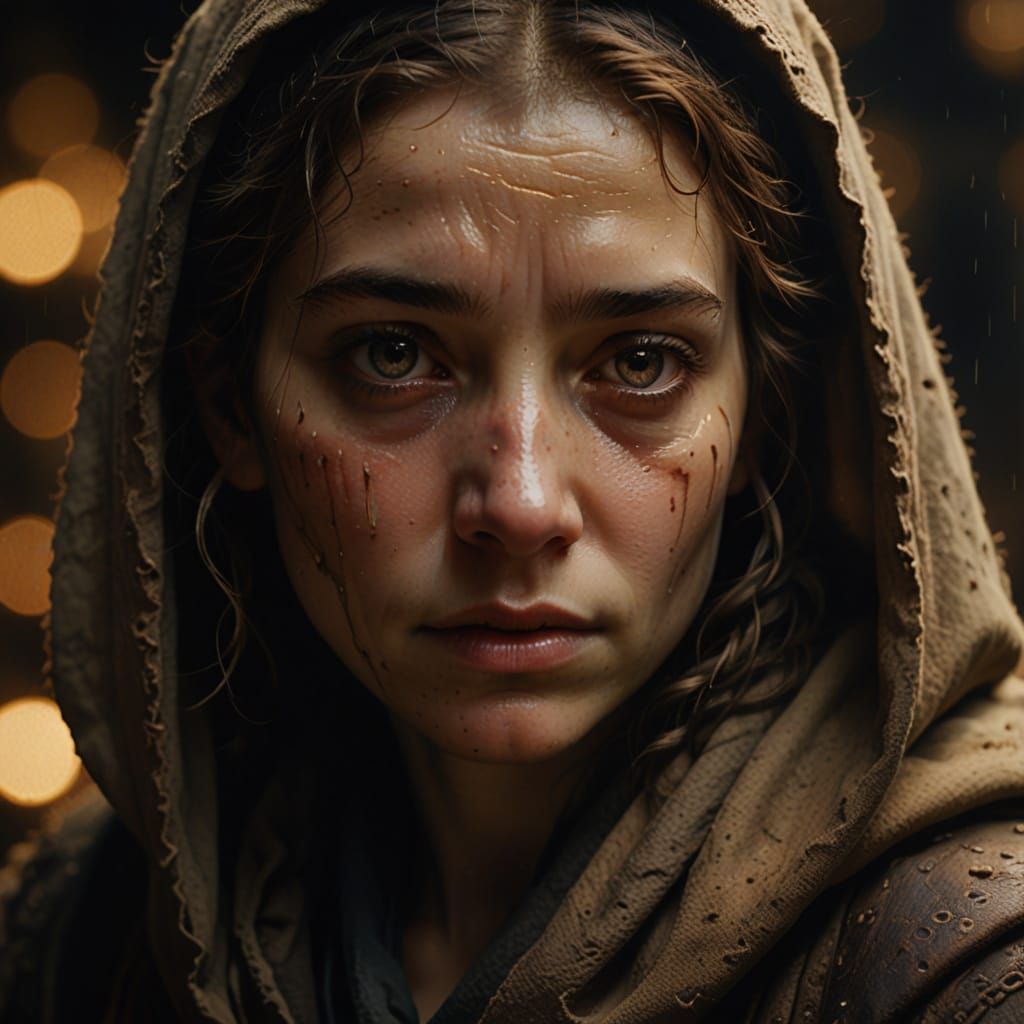 A Brown-Eyed Jedi Knight's Tearful Regret - AI Art