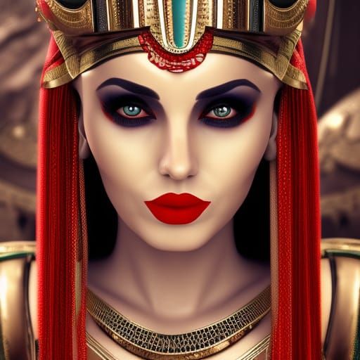 white woman, red lipstick, striking eyes, dressed as Cleopatra - AI ...