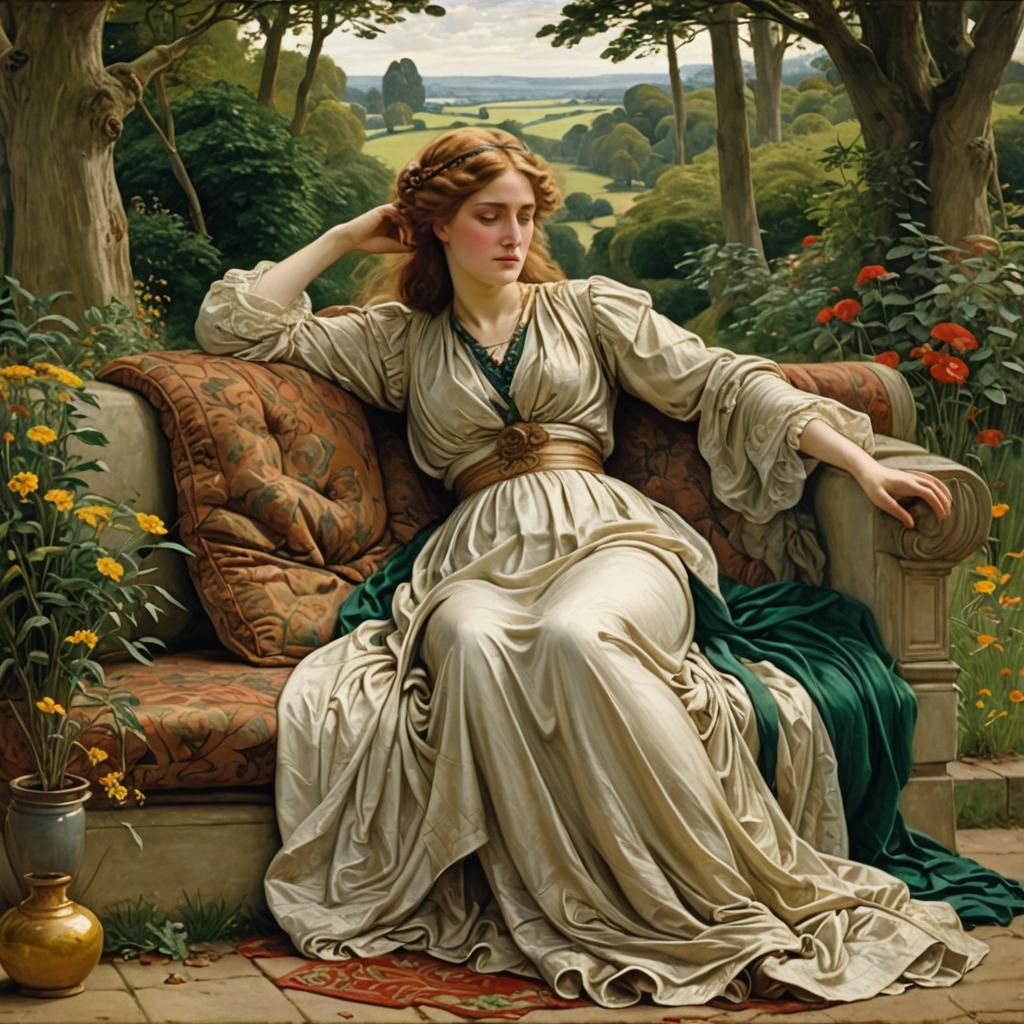 Reclining lady by Valentine Cameron Prinsep - AI Generated Artwork ...