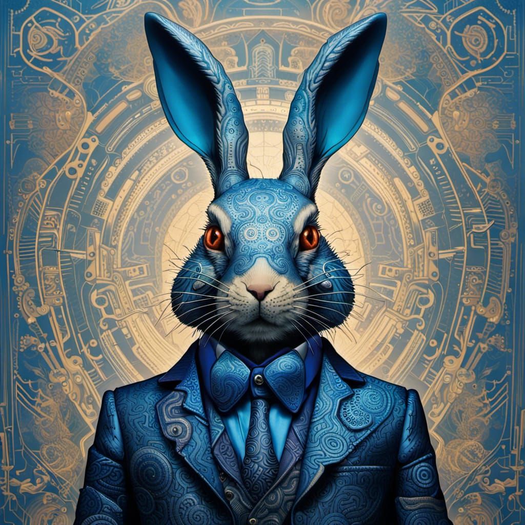 Techno rabbit in waistcoat - AI Generated Artwork - NightCafe Creator