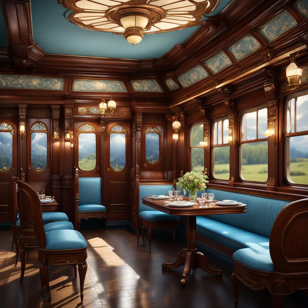 Victorian private rail car dining room - AI Generated Artwork ...