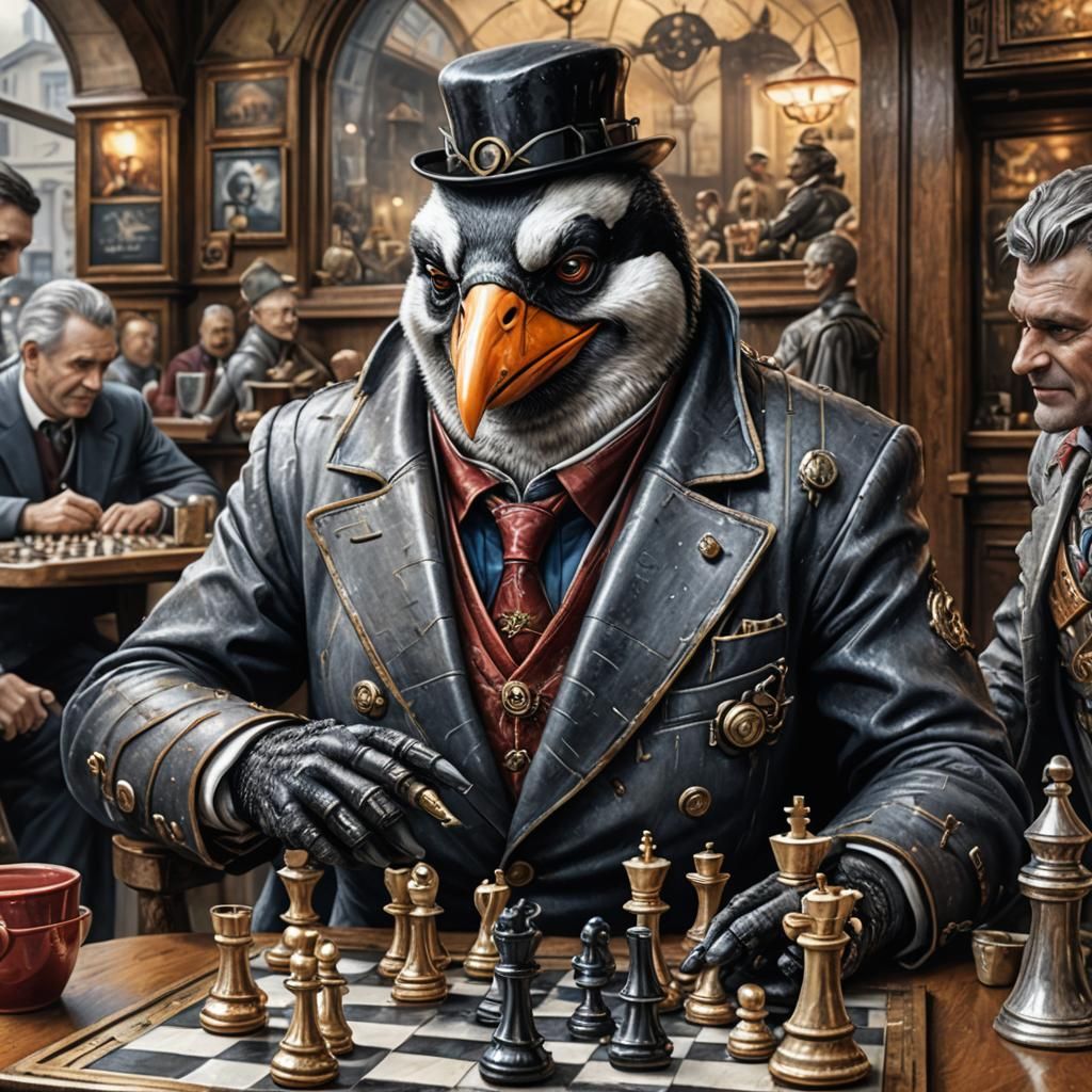 A Royal Penguin Pirate is the Chess Master in a Chess Club - AI ...