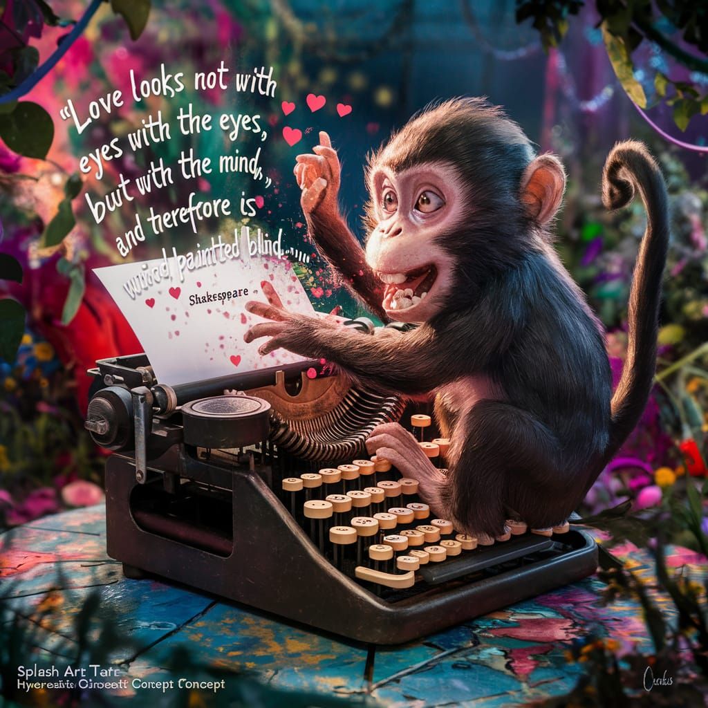 Infinite Monkeys typing works of Shakespeare - AI Generated Artwork ...
