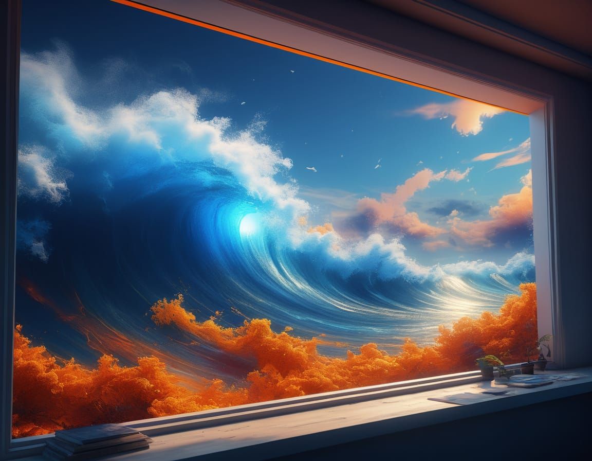 Imagine 5D 16K,UHDR,256 megapixels resolution,(((view from a large ...