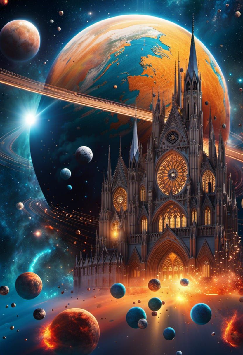 Giant Gothic Church in Space - AI Generated Artwork - NightCafe Creator