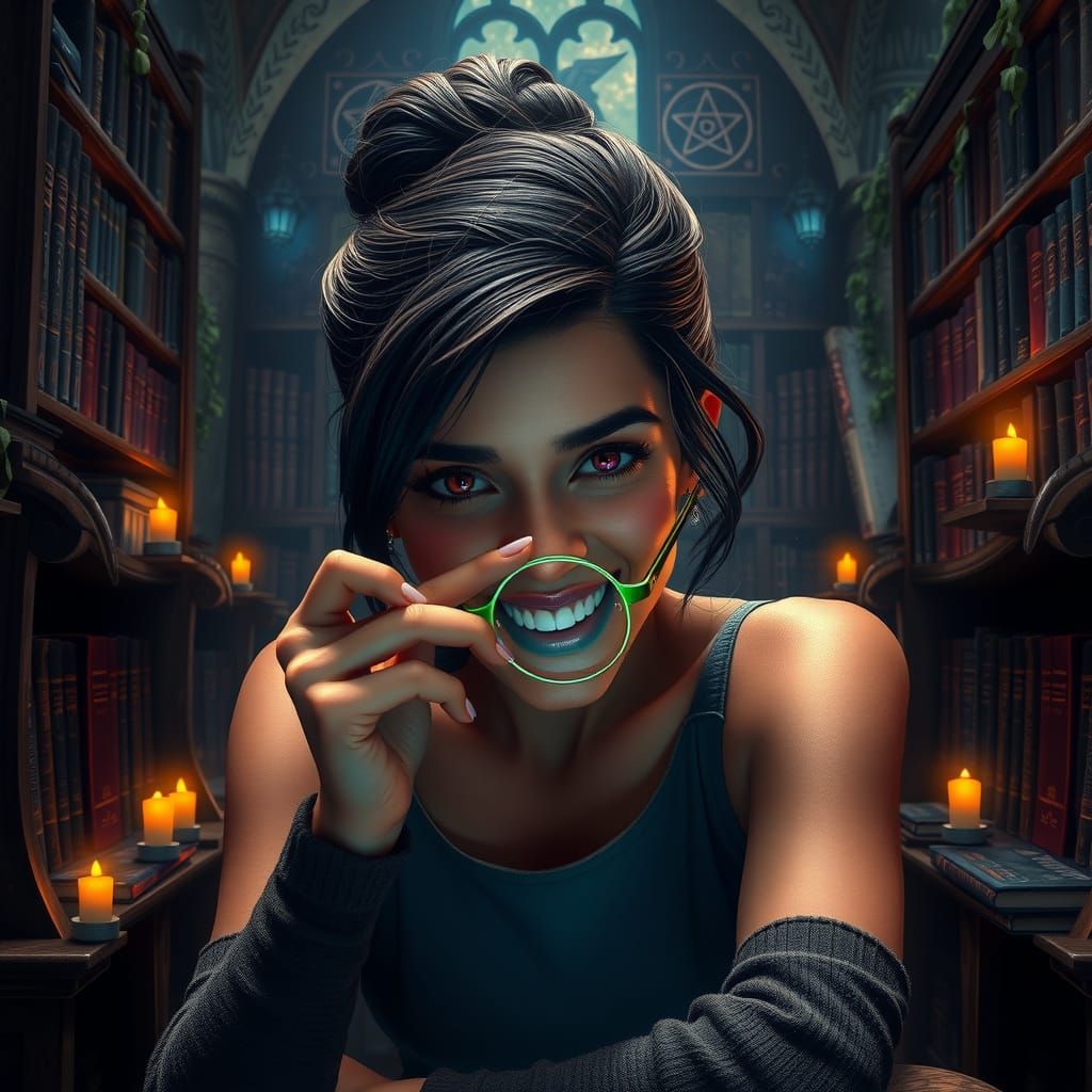 The Library - Enchanted Siren in Mystical Library