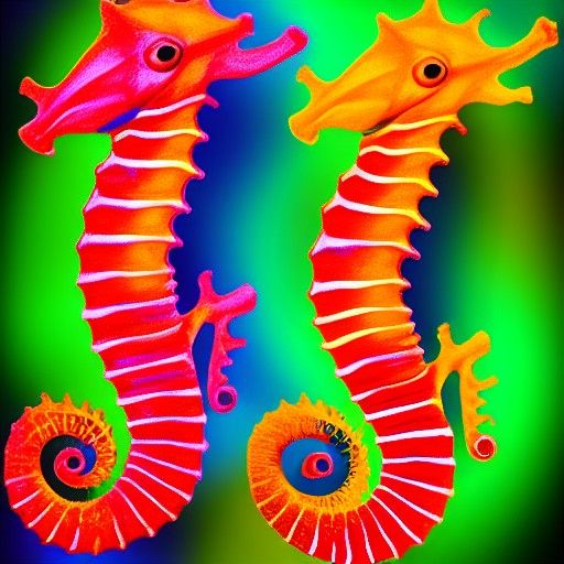 Two seahorses dancing colors exloding - AI Generated Artwork ...