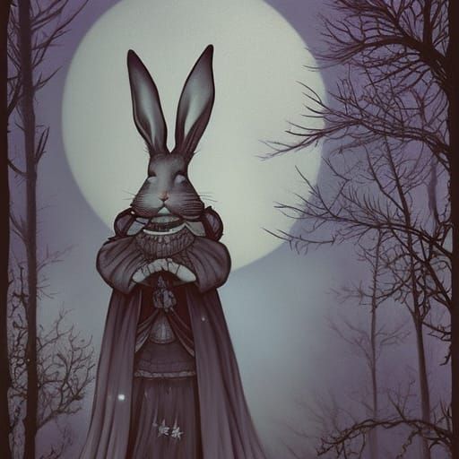 anthro-rabbit-priestess-tends-to-garden-in-moonlit-temple-grounds Yuki ...
