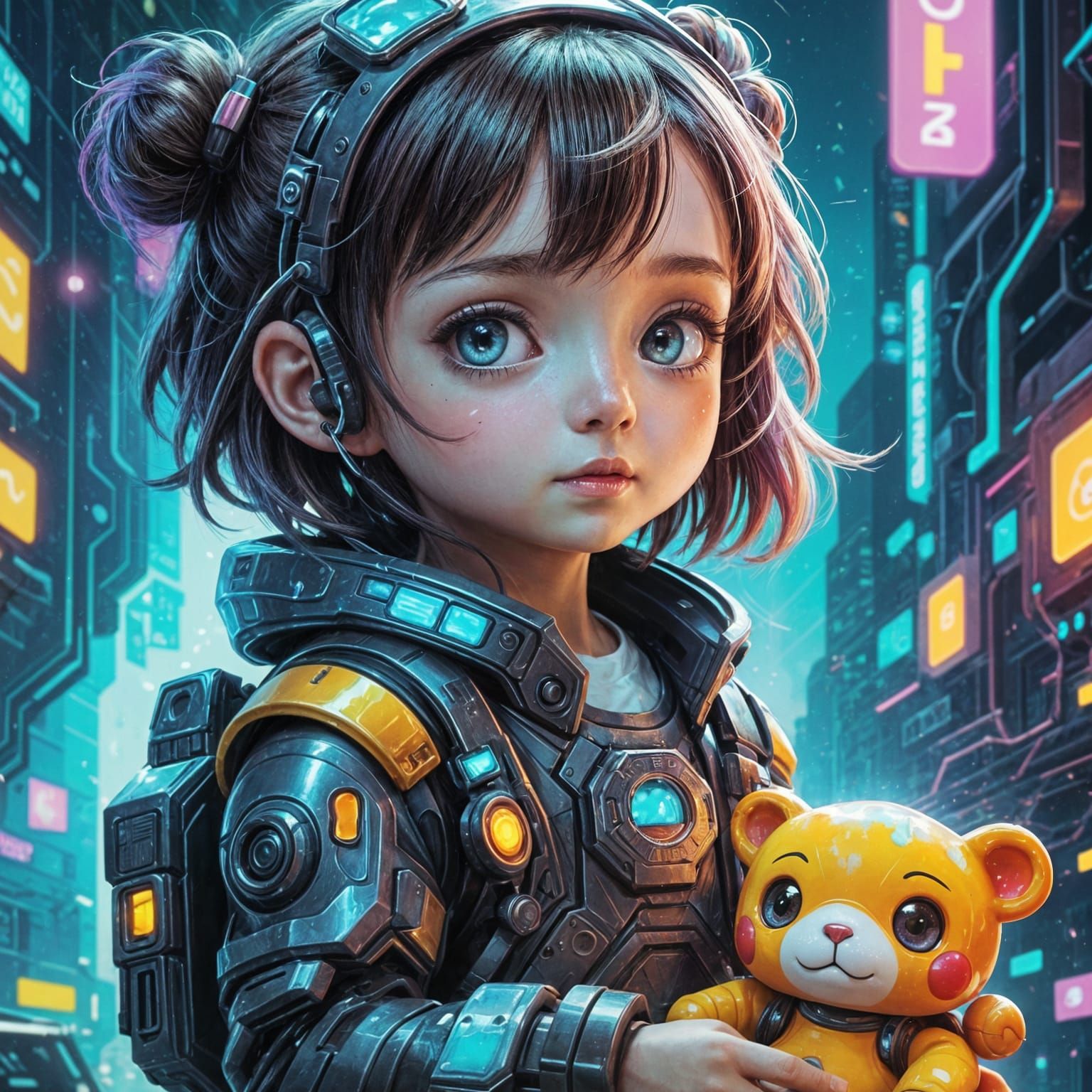 Cyber kid and her bear... - Cyber kid and her bear...