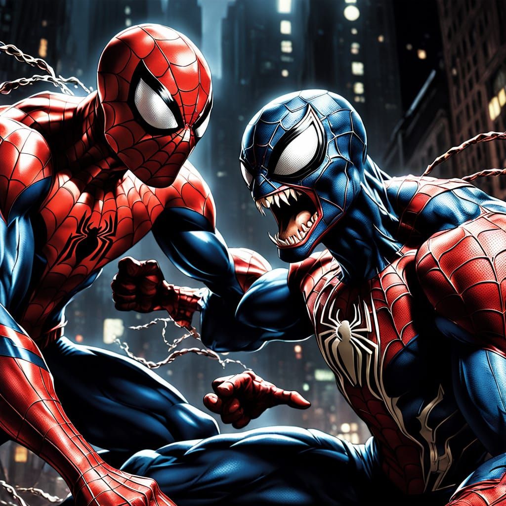 Venom Unleashes Fury on Spider-Man in Gritty Cinem... - AI Art