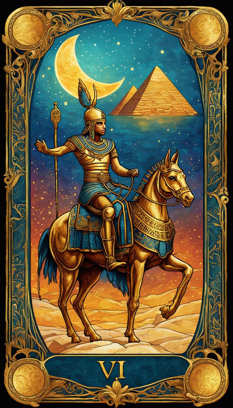 Egyptian Chariot Racer Tarot Card Illustration in ... - AI Art