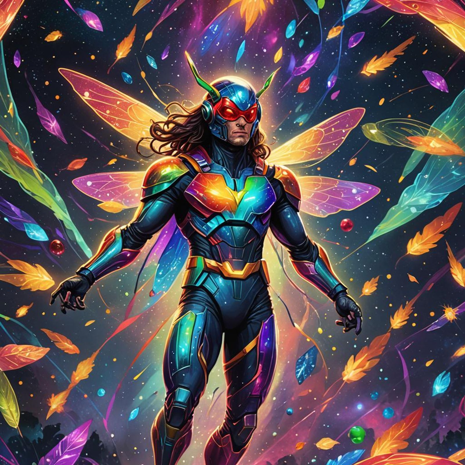Rainbow Firefly Superhero - AI Generated Artwork - NightCafe Creator