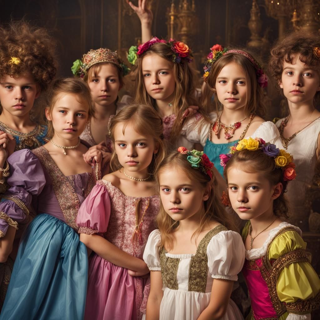 A group of attractive children at a rave in a renaissance style. - AI ...