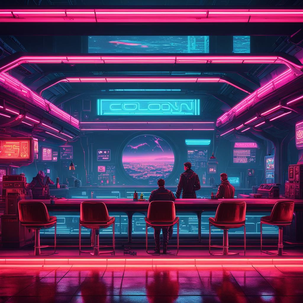 Science coloni in Mars synthwave neon - AI Generated Artwork ...