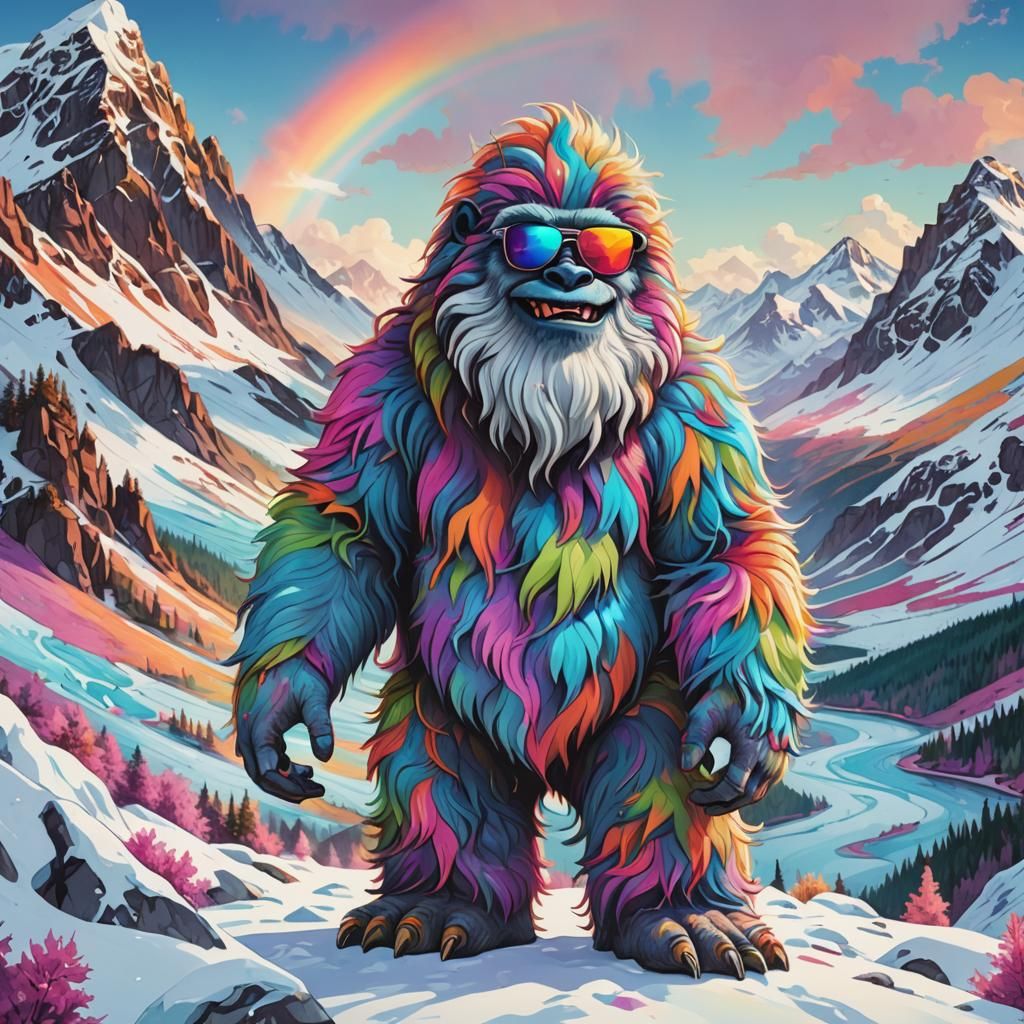 A surreal and colorful illustration of a yeti - AI Generated Artwork ...
