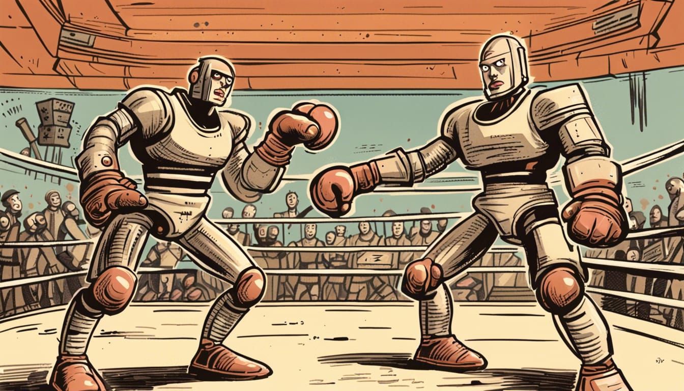 Robot Boxing - AI Generated Artwork - NightCafe Creator