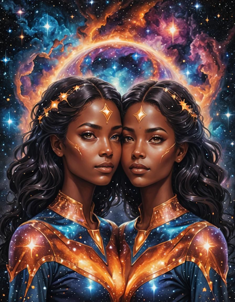 Cosmic Twin Soul Sisters - AI Generated Artwork - NightCafe Creator