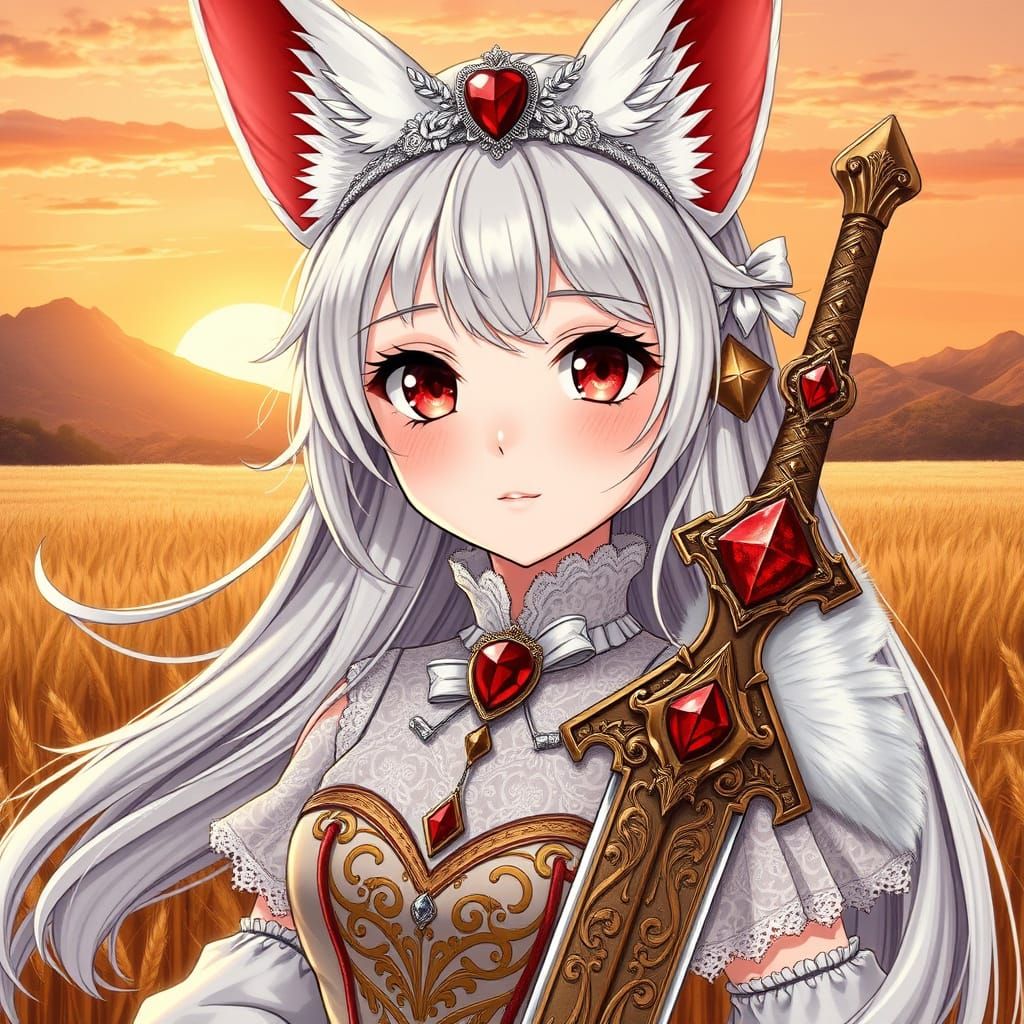 Anime-Inspired Fantasy Princess with Delicate Feat... - AI Art