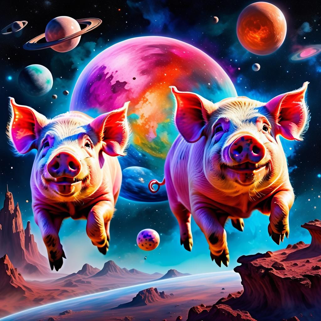 Pigs in space - AI Generated Artwork - NightCafe Creator