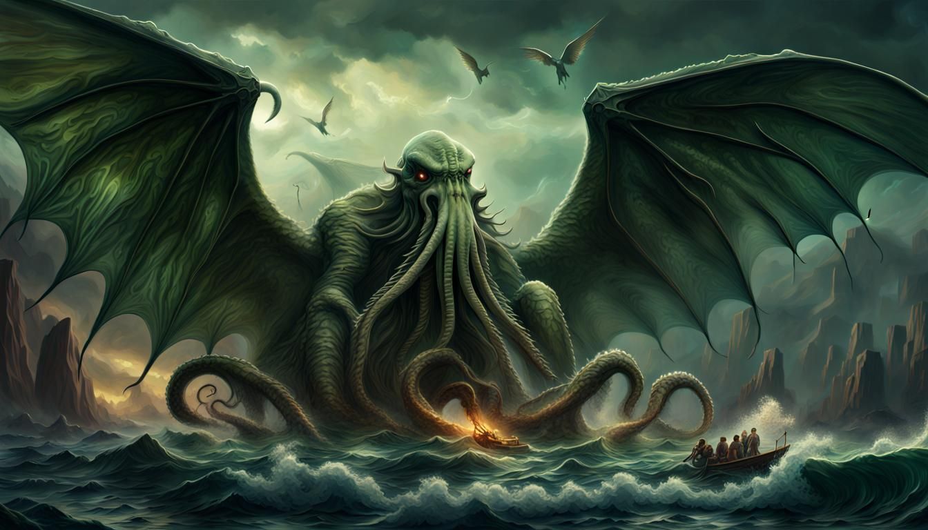 Summoning Great Winged Cthulhu Epic cinematic brilliant stunning ...
