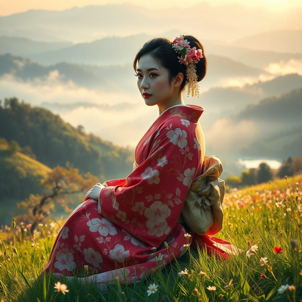 Ethereal Japanese Beauty in English Romanticism St... - AI Art