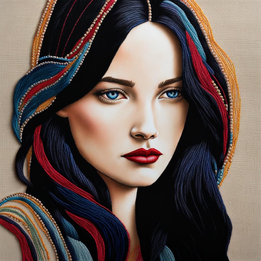 Stitched Portrait Fusion: a traditional embroidery portrait stitched ...