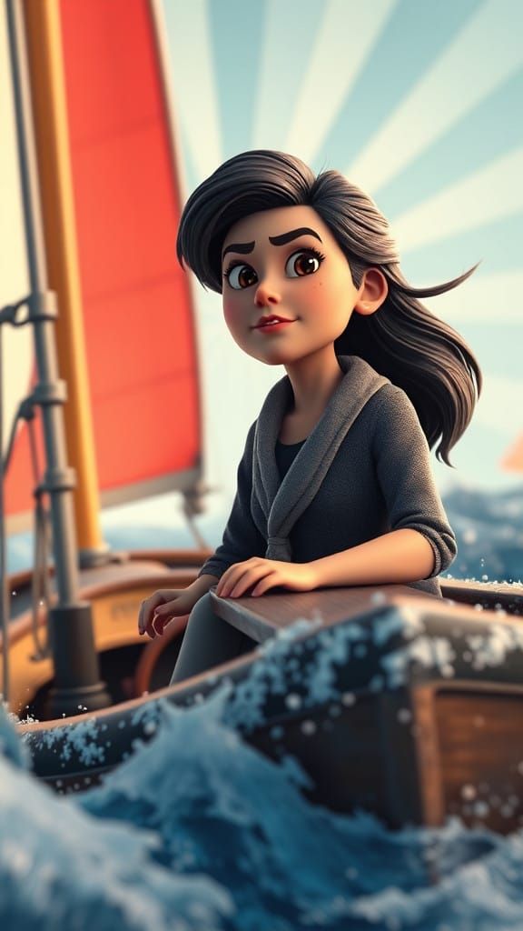 Mother Sails Amid Industrial Clutter in Determined... - AI Art