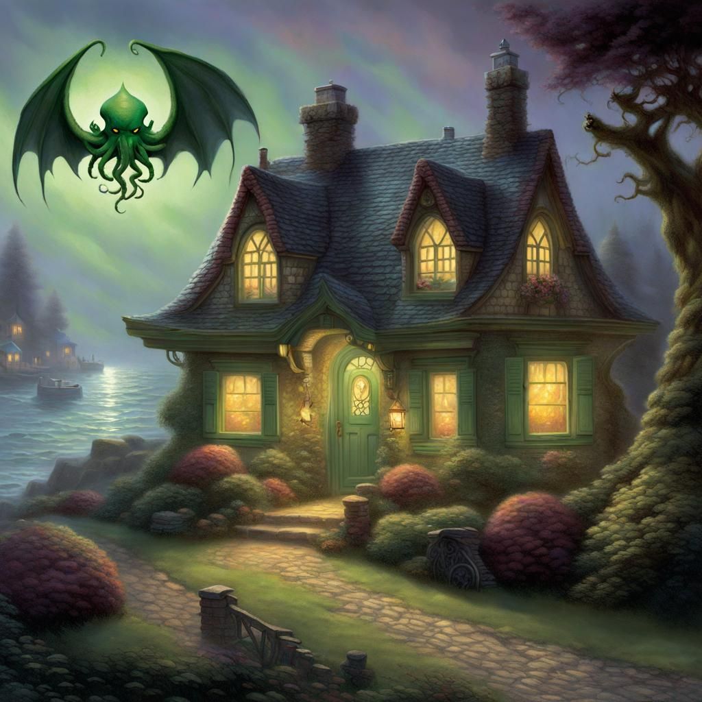 Outside the cozy cottage, an unspeakable Eldritch horror lurked - AI ...