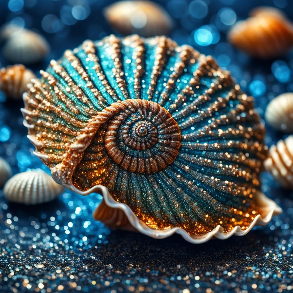 glitter sea shell - Hyperrealistic Glittering Sea Shell