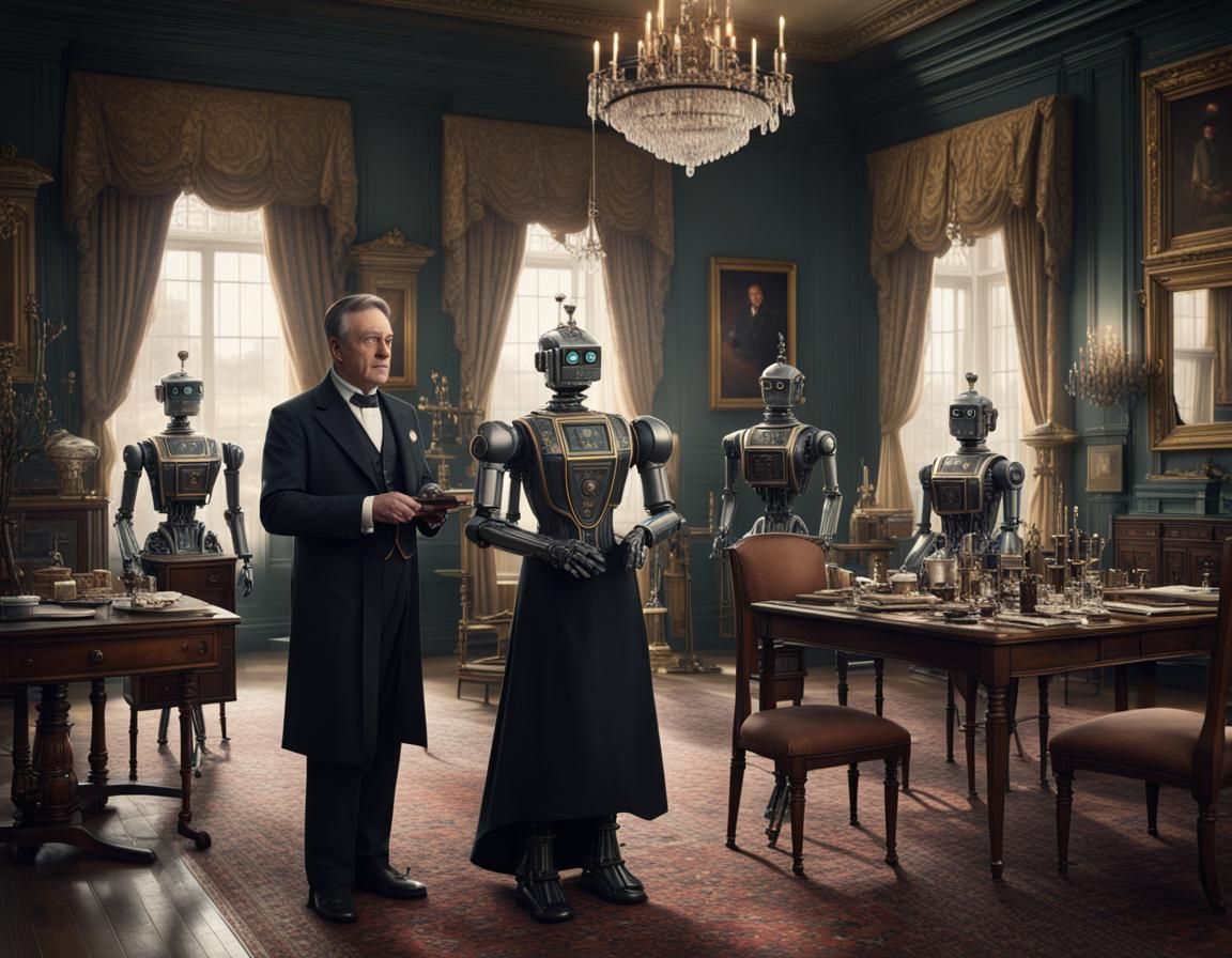 Robotic servants and the android butler - AI Generated Artwork ...