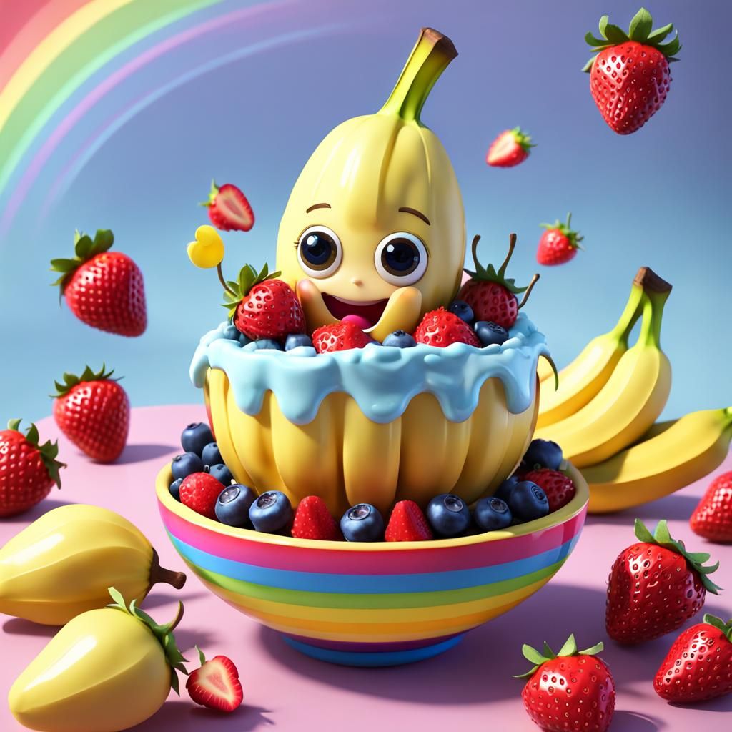 Chibi Banana Dessert Supreme - AI Generated Artwork - NightCafe Creator