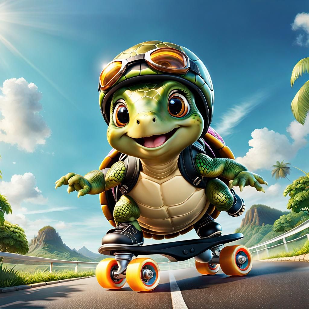 Turtle skateboarding - Olympics Paris 2024 - AI Generated Artwork ...