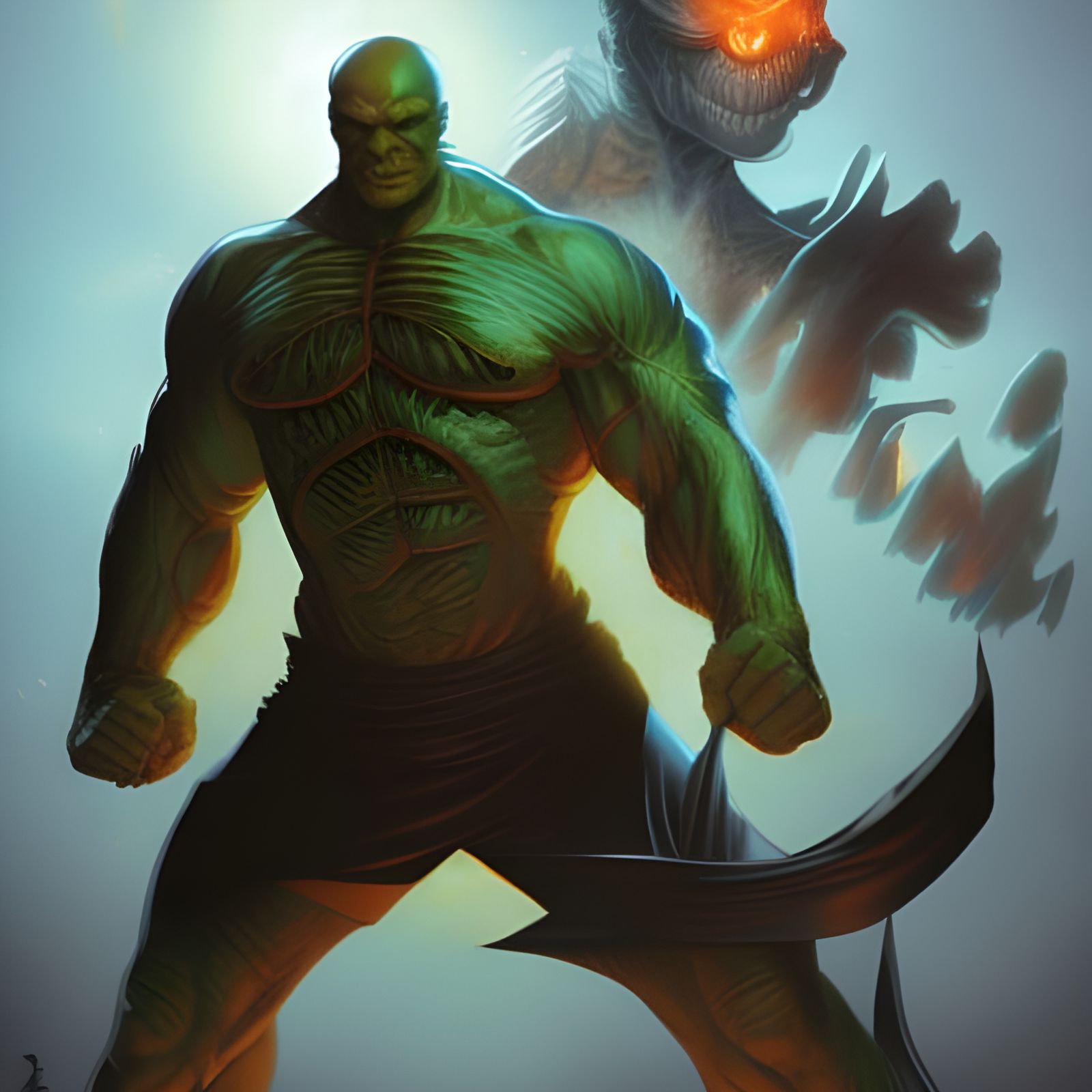 Strong Lizard mutant, cosmic space power mutant, fire mutant all posing ...