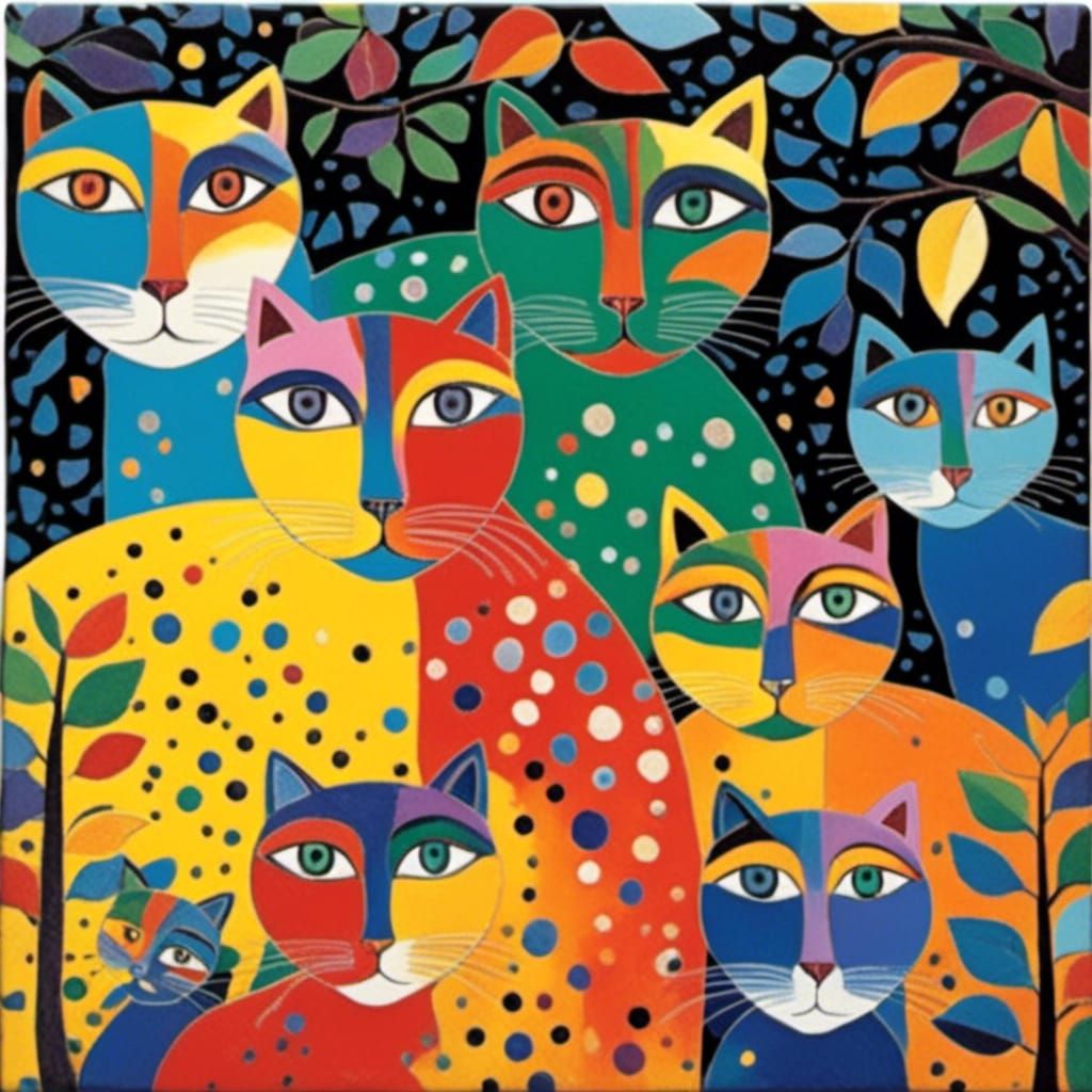 Eight cats IV - AI Generated Artwork - NightCafe Creator