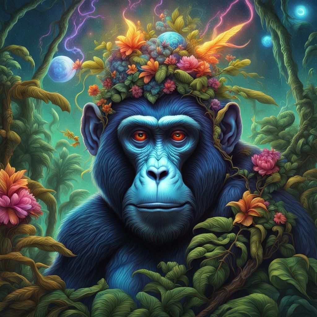 Cosmic_Monkey_In_the_jungle fantasy art, magic surrealism, magic ...